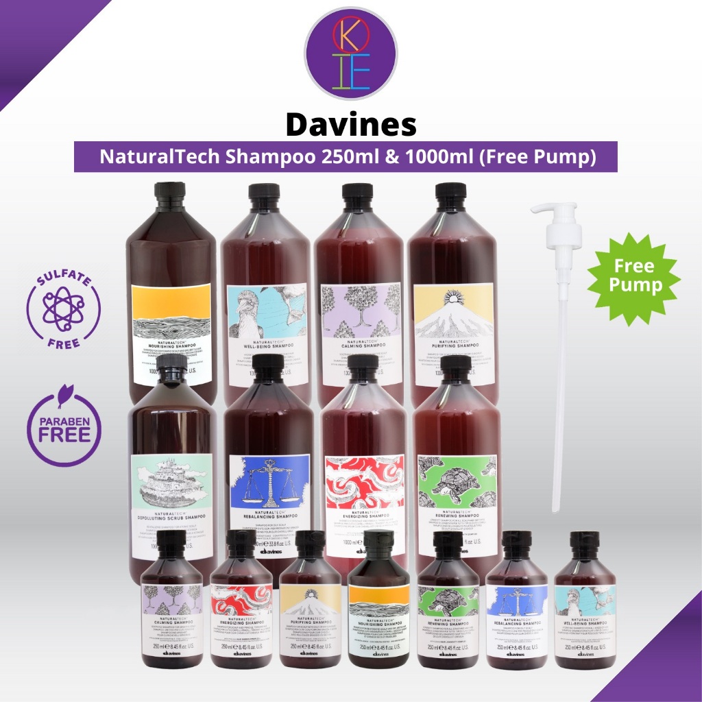Davines NaturalTech Shampoo - 250ml/1000ml (Free Pump) | Shopee Malaysia