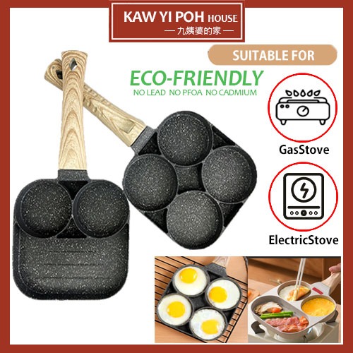 4 Hole 3 Hole Frying Pan Tamagoyaki Periuk Non Stick Flat Frying Egg ...