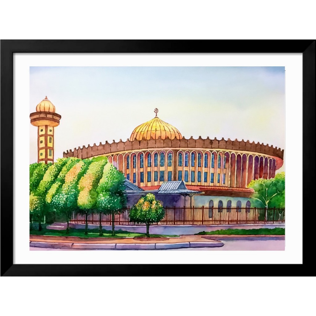 Art Print Painting Of Masjid Tun Abdul Aziz Petaling Jaya Shopee Malaysia