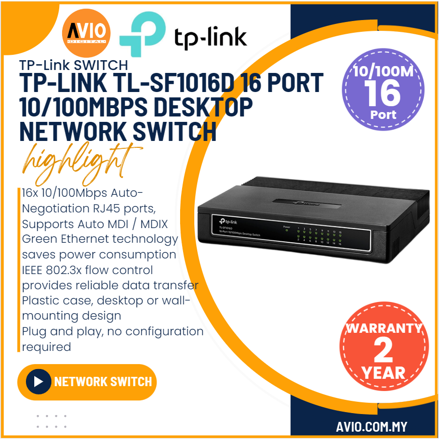 Tp-Link Tplink 16 Port 10/100Mbps Desktop Network Switch RJ45 LAN ...
