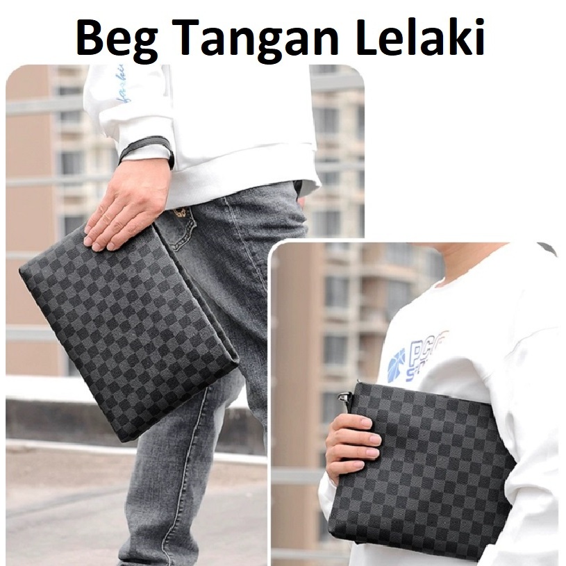 Beg Tangan Lelaki Soft PU Leather Messenger Bag Clutch Bag | Shopee ...