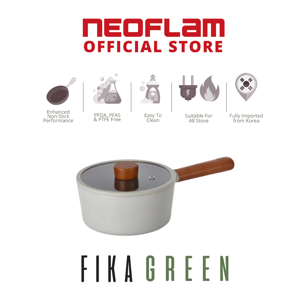 NEOFLAM FIKA GREEN Healthy Ceramic Coating 18cm Saucepan | Shopee Malaysia