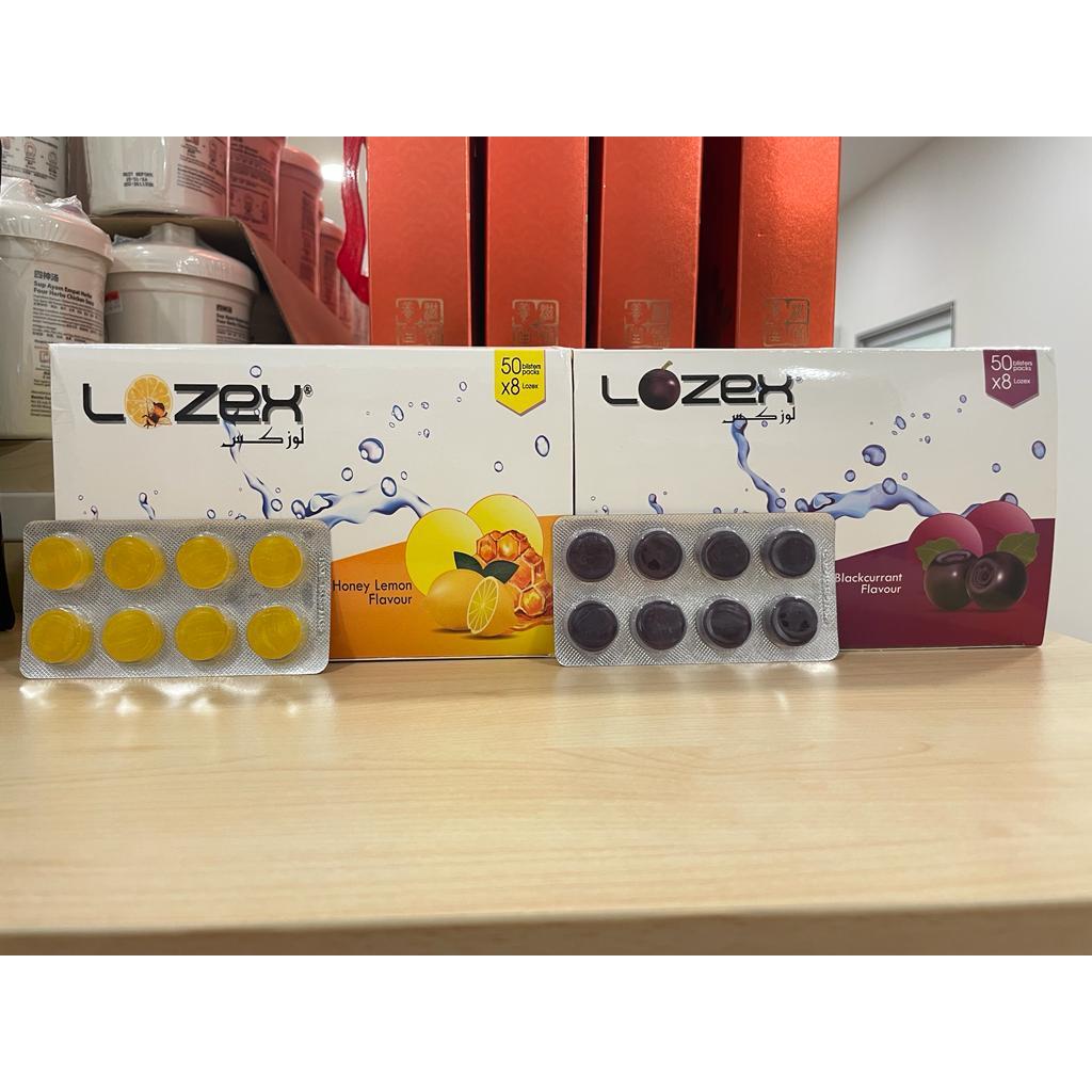 Lozex Throat And Cough Lozenges Strips Honey Lemon / Blackcurrant 8‘s ...