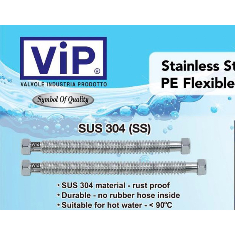 VIP STAINLESS STEEL SUS 304 FLEXIBLE HOSE (Cold and Hot water) | Shopee ...