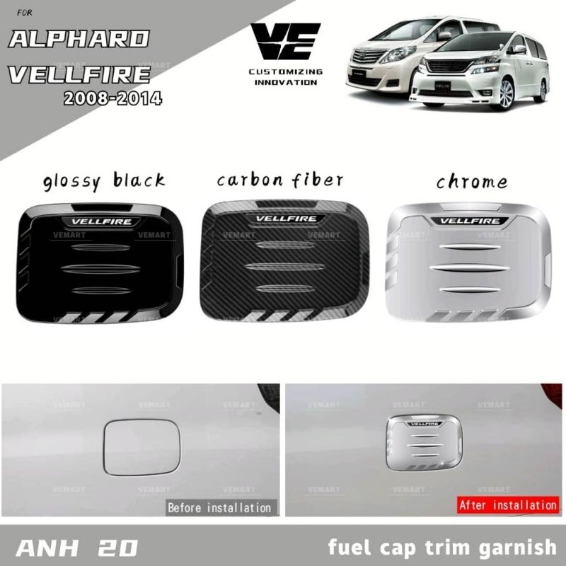 dac toyota alphard vellfire anh20 2008-2014 car fuel cap trim garnish ...