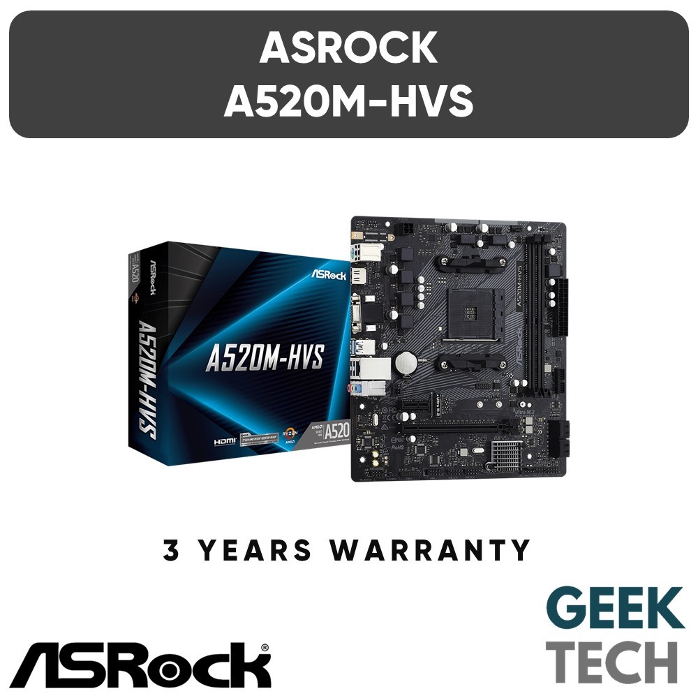 ASRock A520M-HVS mATX Motherboard - Supports AMD AM4 Socket Ryzen™ 3000 ...