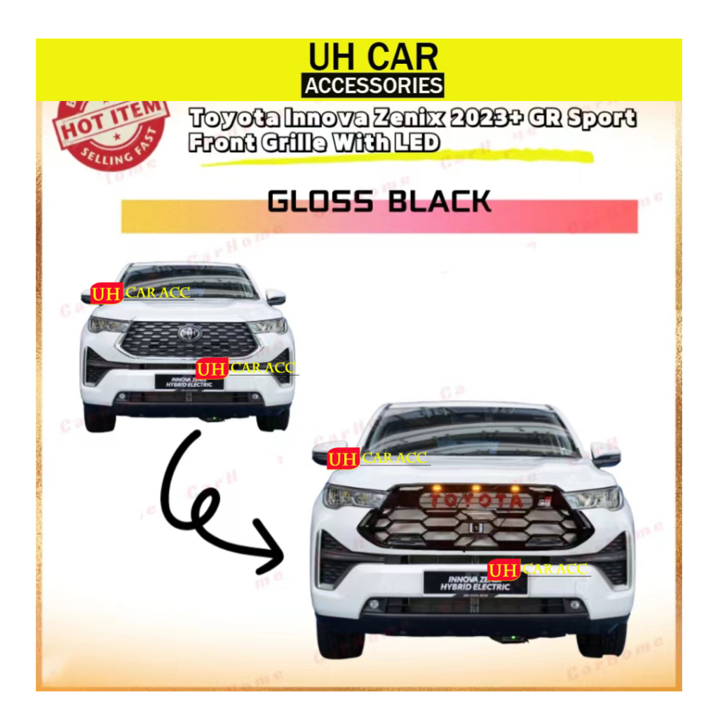 Toyota Innova Zenix 2023+ GR Sport Front Grille With Yellow LED ...