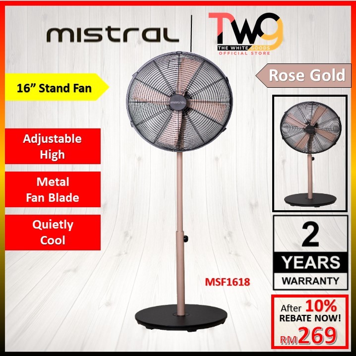 [FAST SHIPPING] Mistral 16 Inch Rose Gold Stand Fan MSF1618 With 2 ...