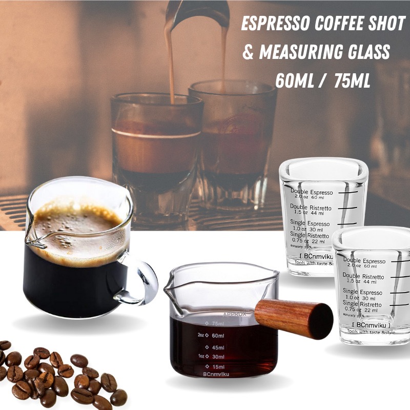 Double mouth Espresso Coffee Shot Borosilicate Glass Measuring Glass ...