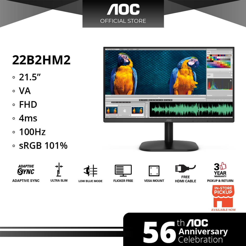 AOC 22B2HM2 (100HZ) / 22B2HN (75HZ) 21.5" FHD 75Hz Monitor | Shopee ...