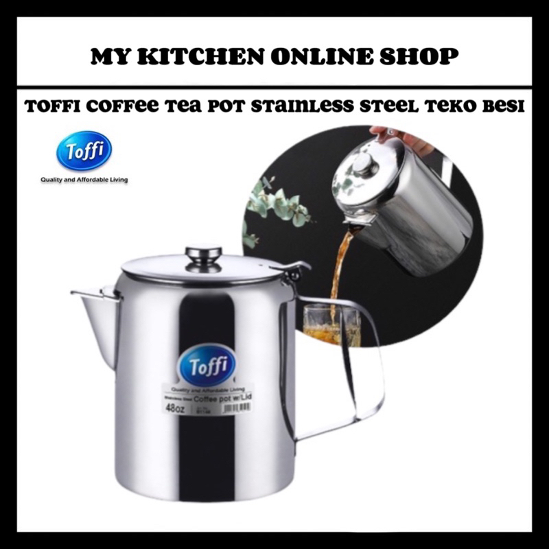 TOFFI Coffee Tea Pot Stainless Steel/ Teko Besi Hotel Meeting Function Room (1.4L/ 2L/ 2.9L ...
