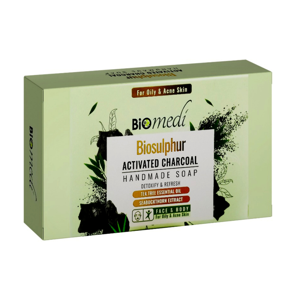 Biomedi Biosulphur Soap 100g (With Activated Charcoal For Acne & Oily ...