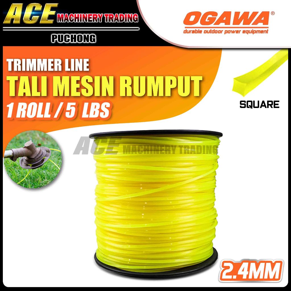 [ 100% Orignal ]OGAWA Grass Brush Cutter Trimmer Line ( 2.4MM , Square Type , 5lb , 2.26kg ...