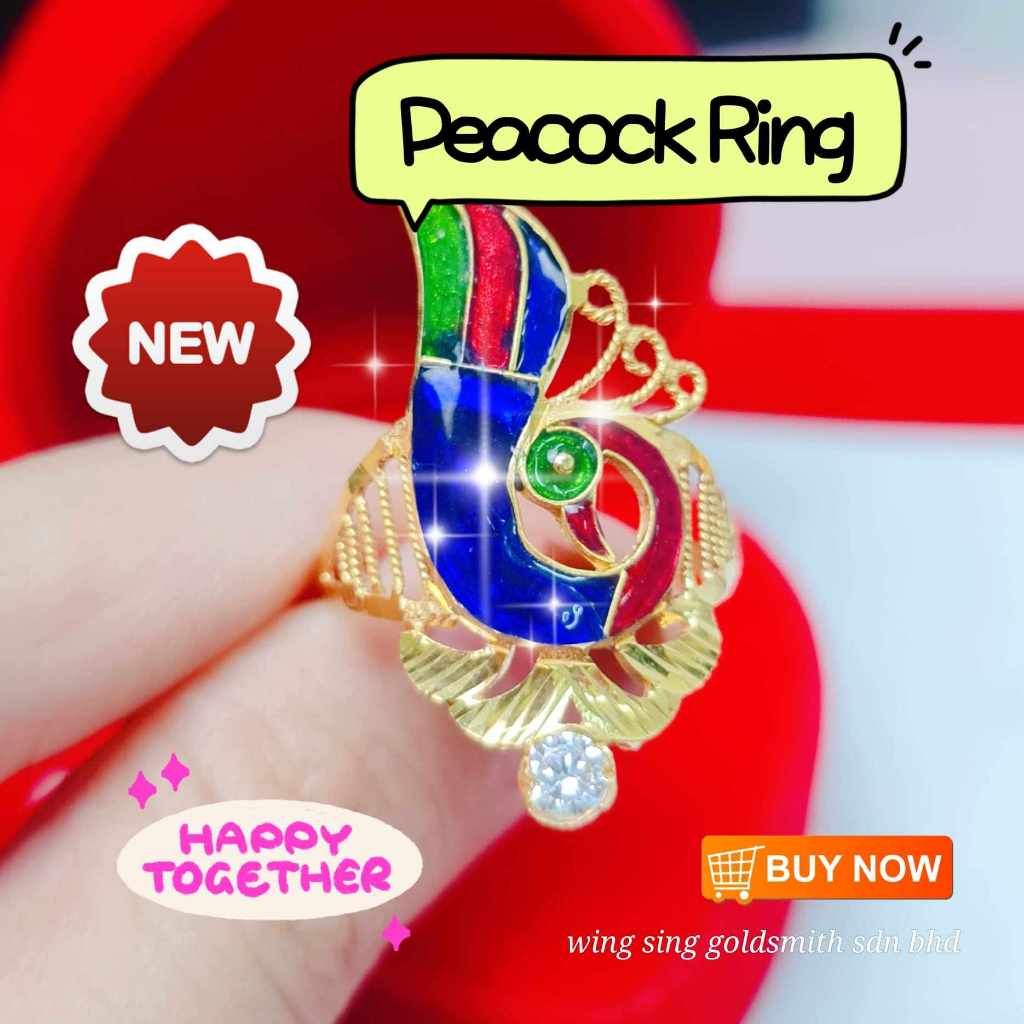 Wing Sing 916 Gold Peacock Ring / Cincin Emas 916 ( C013 ) | Shopee ...