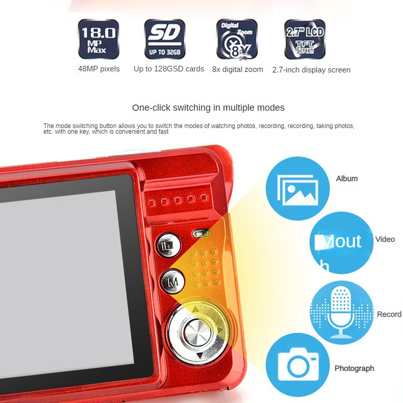 KiTBEEZ🔥 Digital Camera CCD48 1080P HD Video Camcorder 48MP Photo 8X ...
