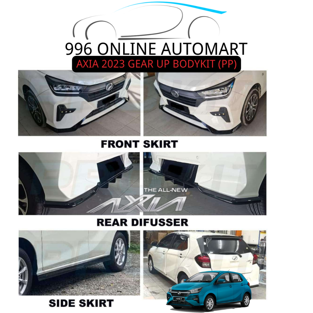 AXIA 2023 BARU NEW BODYKIT GEAR UP / SKIRTING AXIA BARU (PP MATERIAL ...