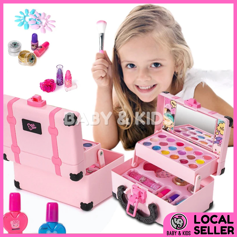 Kids Makeup Toys Box Set Non Toxic & Safe Girl Makeup Box Mekap Mainan ...