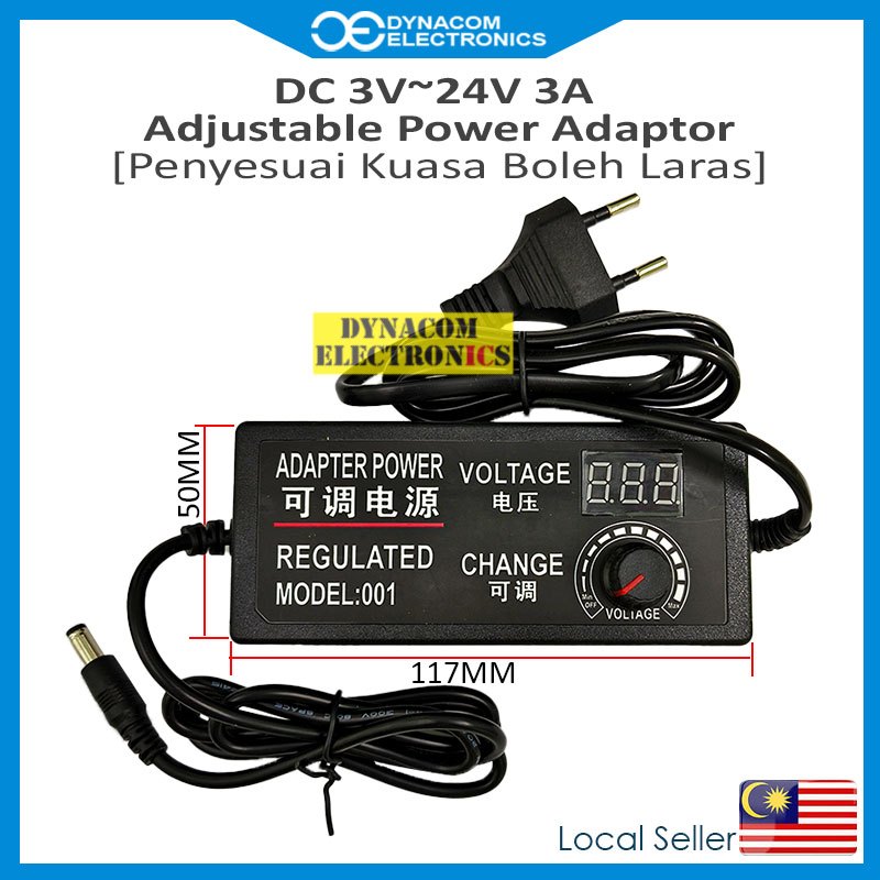 DC3V~24V 3A AC-DC Adjustable Power Adapter with Display 775 Motor Power ...