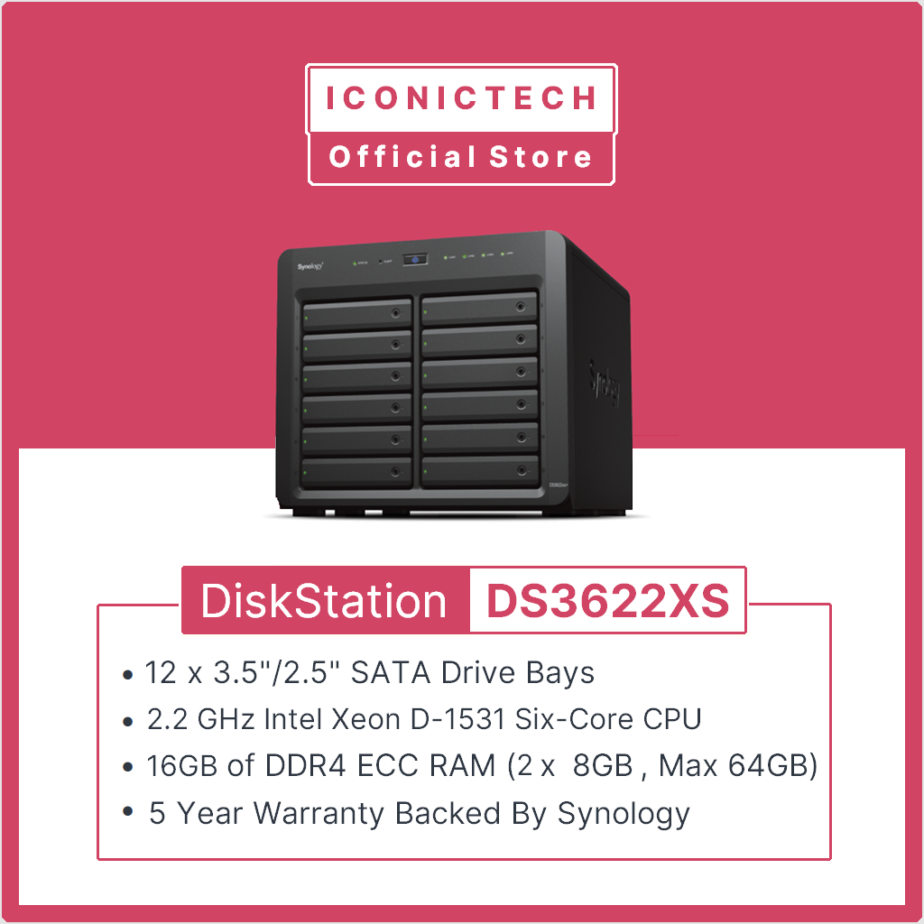 Synology DiskStation DS3622xs+ 12-Bay NAS Enclosure or RS3618XS ...