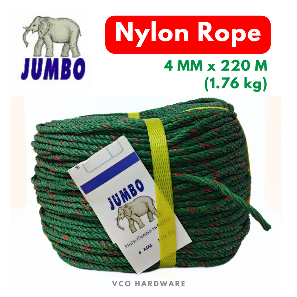 [ 1 Roll / 4 mm x 220 m ] Jumbo Nylon Rope/PE Rope/Green Rope ...