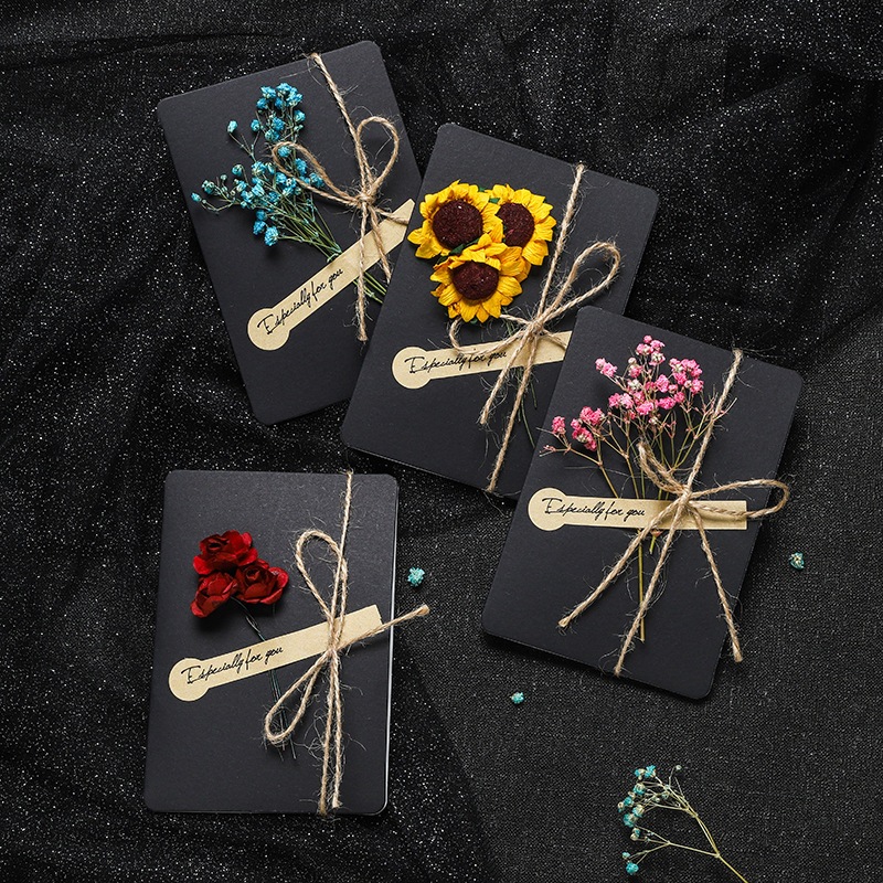 Dried Flowers, Retro Handmade Blank Small Cards, Valentine's Day ...