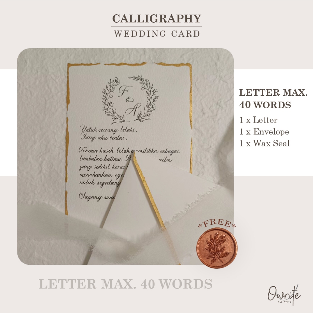 *Refined Handmade Wedding Card & Love Letter* Card with Calligraphy ...