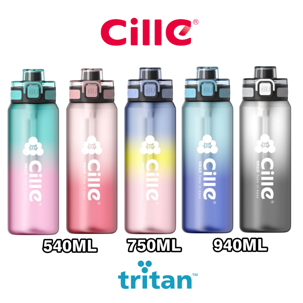 Cille Tritan Water Bottle BPA-Free Plastic Water Bottle c/w Straw Botol Air Plastik XL-2333/2334 ...