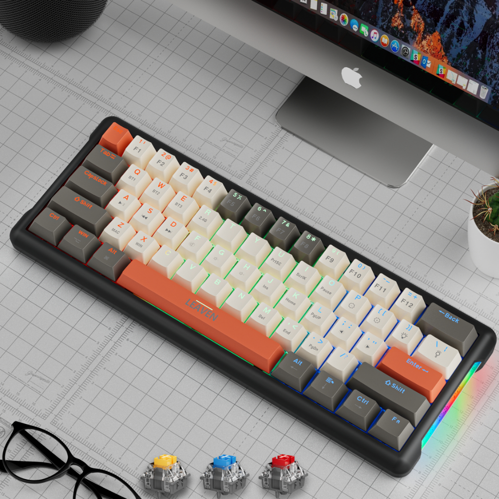 Leaven K610 Real Mechanical Keyboard 60% Gaming Small Mini 61 Keys Mix ...