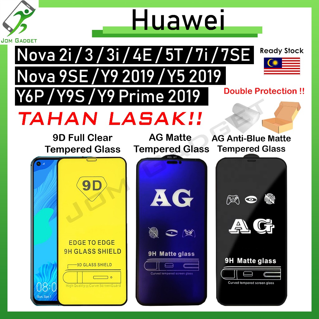 【KACA】Huawei Nova 3i 4E 5T 5i 6SE 7i 7SE Y9S Y9Prime P20 P30 Tempered Glass Screen Protector 9D ...