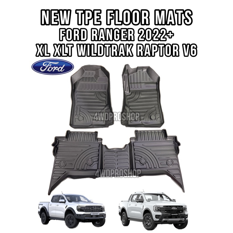 TPE foot mats Ford Ranger T9 XL XLT XLT+ WILDTRAK RAPTOR V6 2022 2023 ...