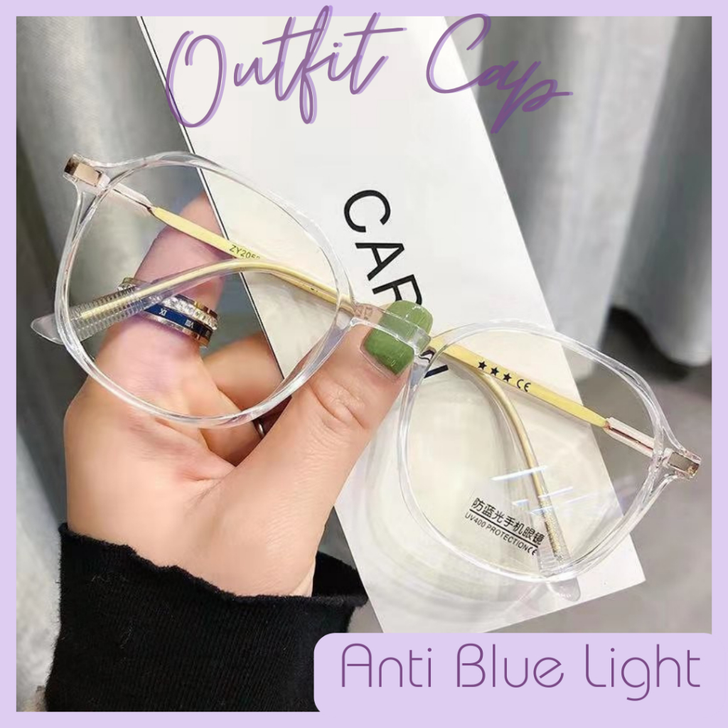 Fashion Outfit Round Spek Spec Anti Blue Light Blocking transparent ...