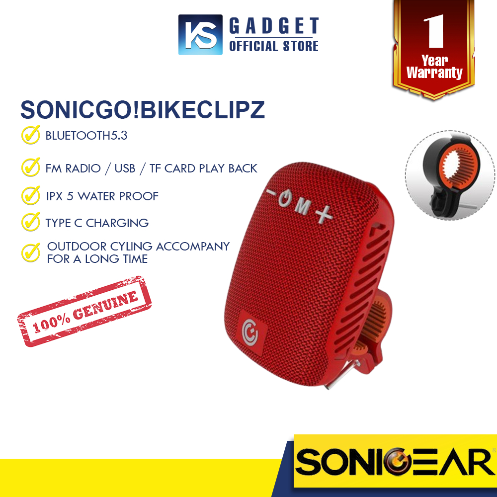 SONICGEAR BIKE CLIPZ SPLASH PROOF BLUETOOTH SPEAKER WITH PHONE ...