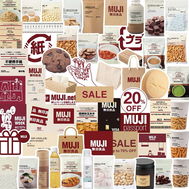 Muji Sticker 58pcs Small Stickers Stationary Ins | Shopee Malaysia