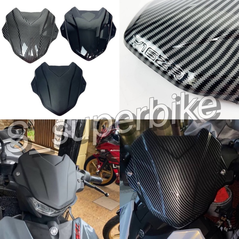 VISOR WINDSHIELD COWLING WARNA CARBON/BLACK FOR YAMAHA Y16ZR Y16 Y16Z ...