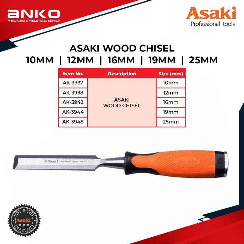 ASAKI WOOD CHISEL 10MM | 12MM | 16MM | 19MM | 25MM | Shopee Malaysia