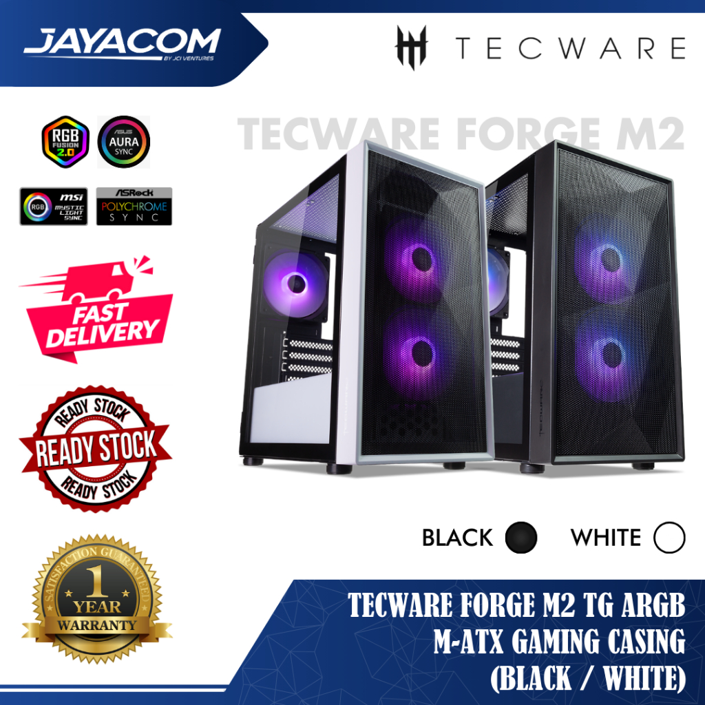 Tecware Forge M2 TG ARGB M-ATX Gaming Casing (Black / White) | Shopee ...