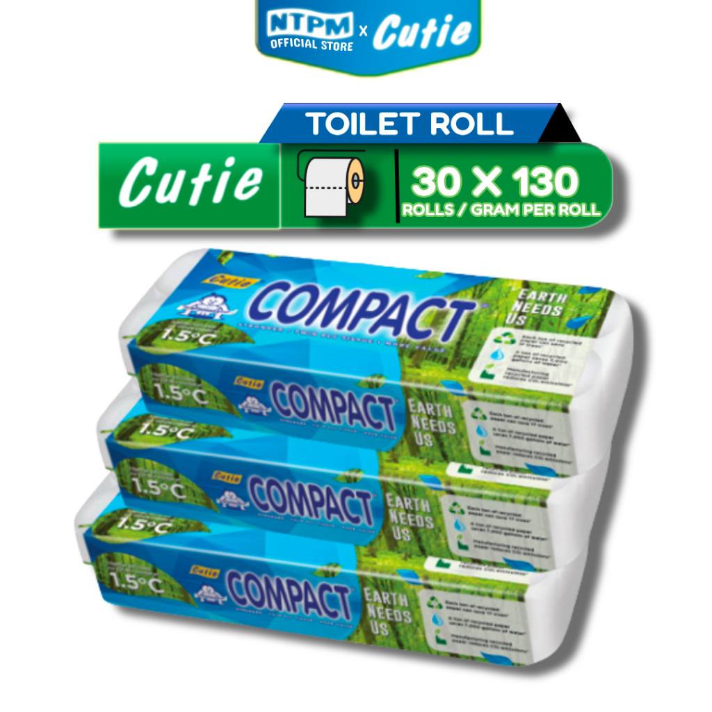 Cutie Compact Eco-Friendly Toilet Rolls (BLUE) 3IN1 (130GRAM x 10RL x 3pkts) | Shopee Malaysia