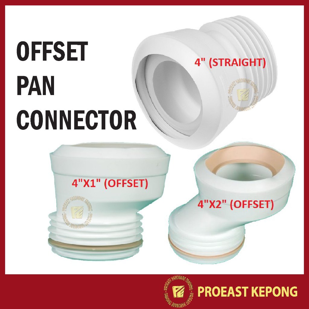 W.C Toilet 4"(100mm) Offset Pan Connector ( Straight / Offset 1 ...