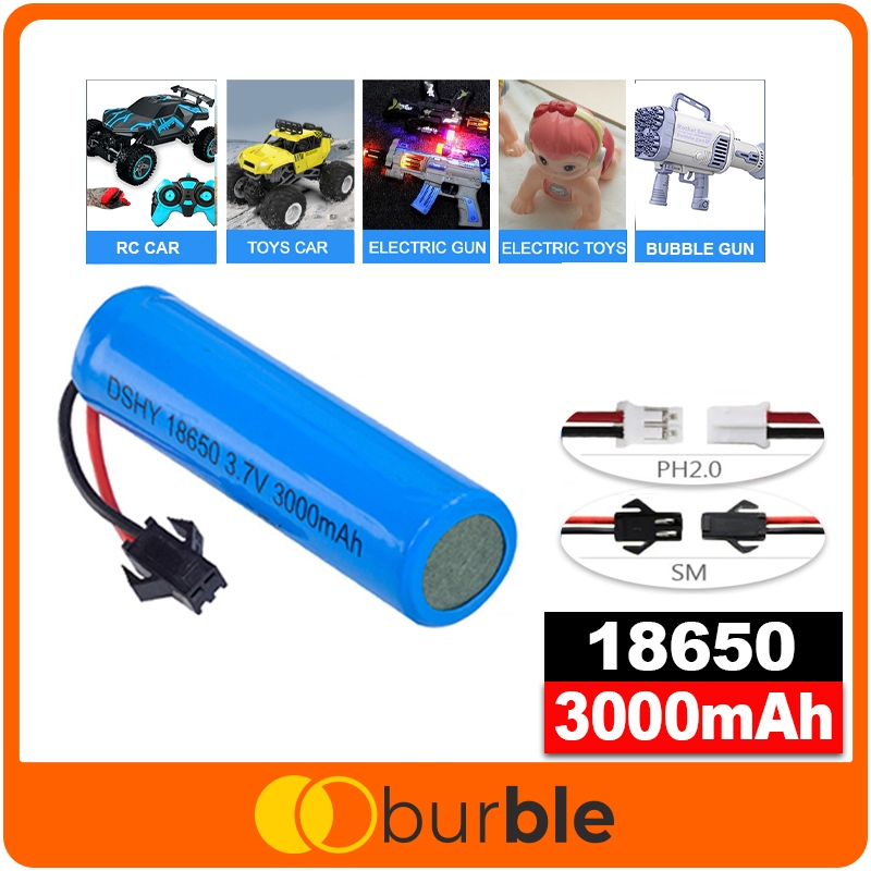 RC Battery 18650 3.7V 3000mAh SM2P PH2.0 For RC Car Toys Excavator ...