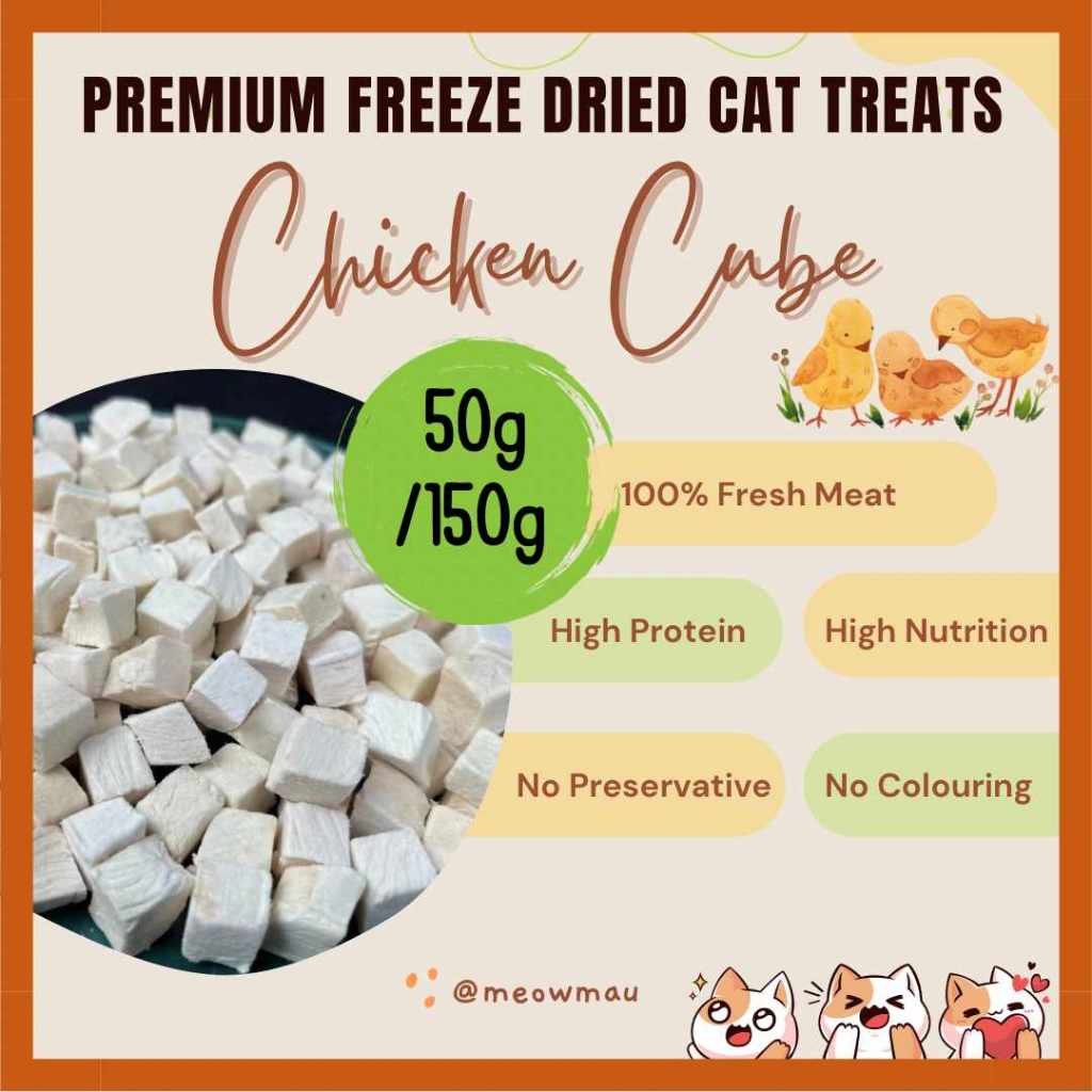 {150gram/pack} Premium Freeze Dried Cat Treats Chicken Cube Snacks ...