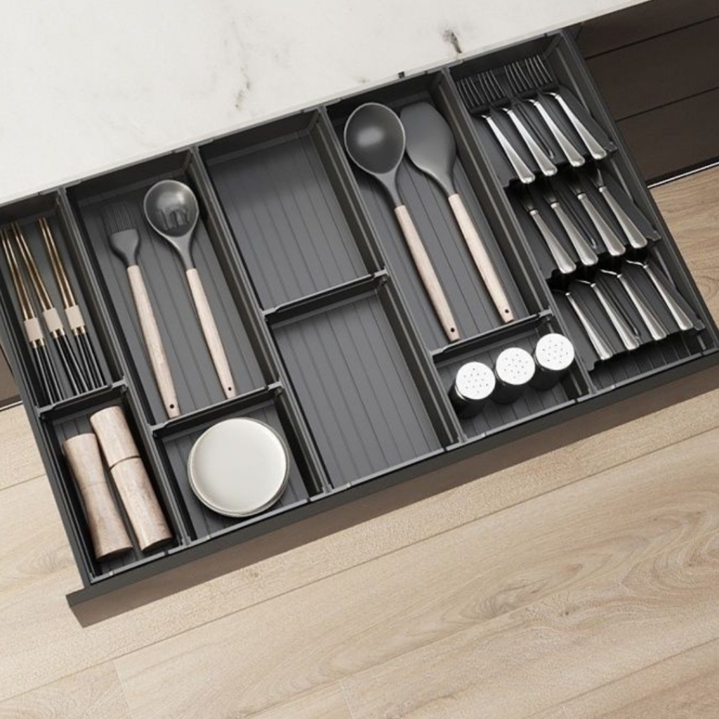 Luxury Aluminium Kitchen Cabinet Pull Out Drawer Organizer Spoon Tray ...