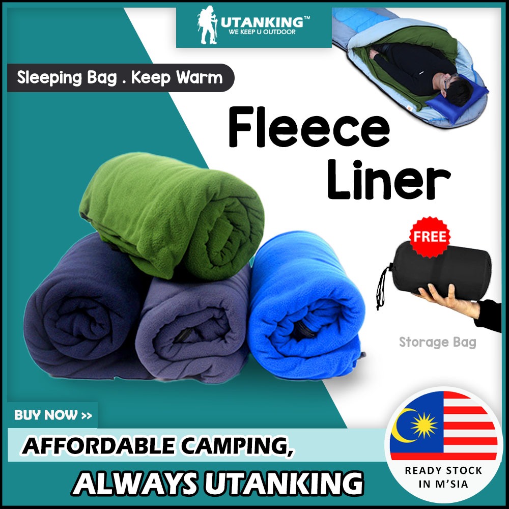UtanKing™ Fleece Sleeping Bag Liner Warm Camping Blanket Mat Hiking Beg ...