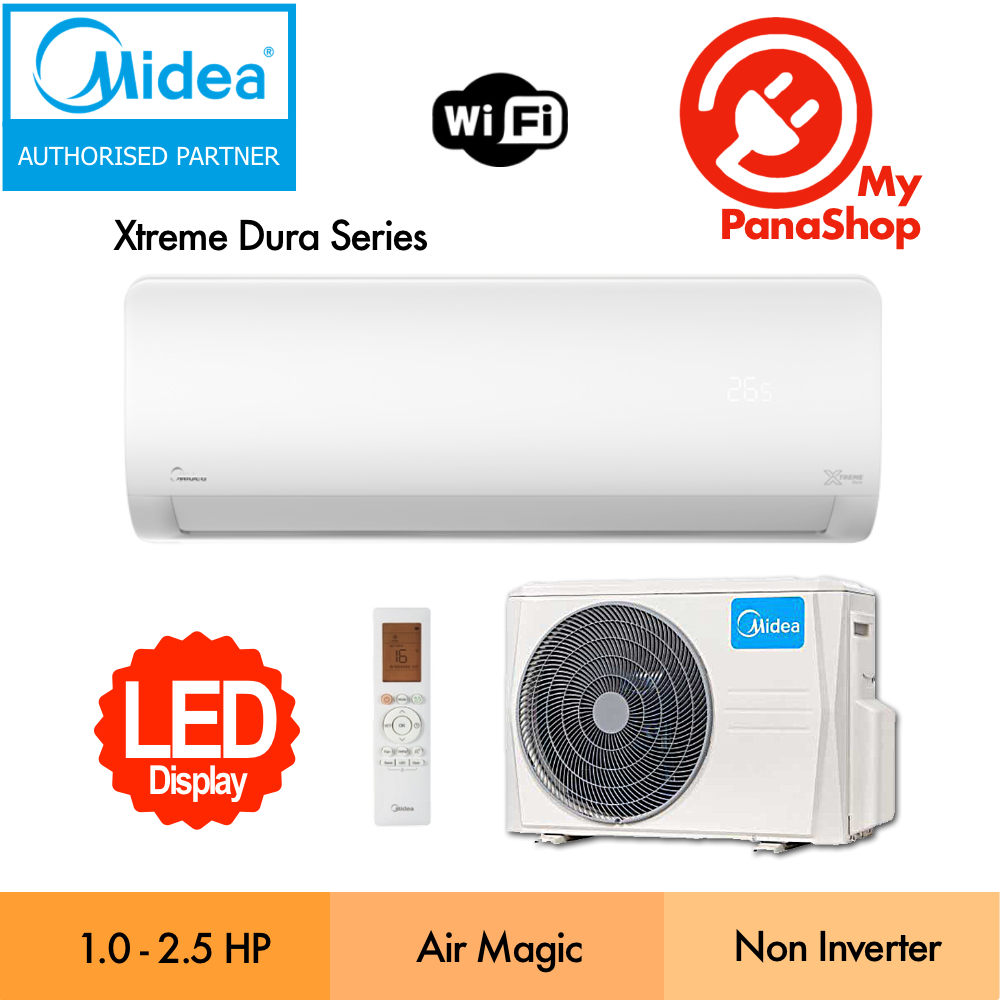 Midea AirCond R32 Xtreme DURA Non Inverter Air Conditioner WiFi Ready (1.0HP-2.5HP) MSGD-09CRN8 ...