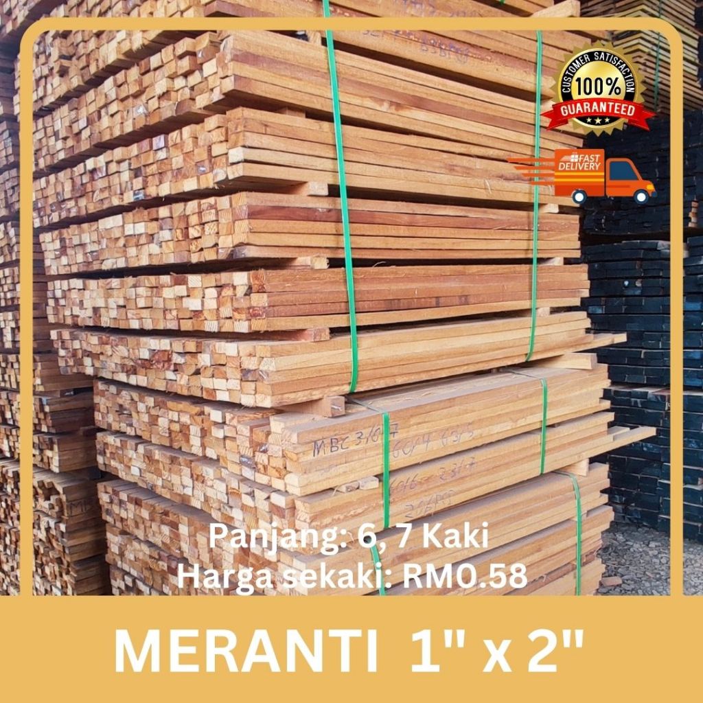 1'' x 2'' (6, 7FT) Kayu Meranti / Kayu Perabot / Wood Timber - kayu 1x2 ...