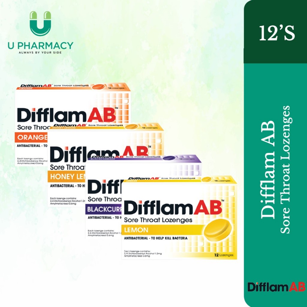 Difflam AB Sore Throat Lozenges 12'S - Orange / Honey Lemon ...