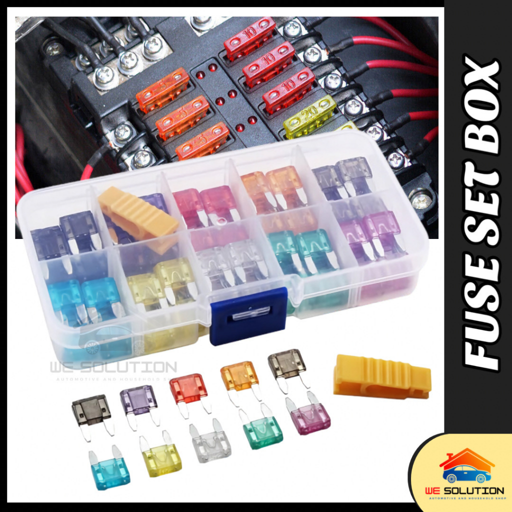 [WS] Car Fuse Set Box Standart Mini Fuse Blade Kit Fius Motor Dan Kereta | Shopee Malaysia
