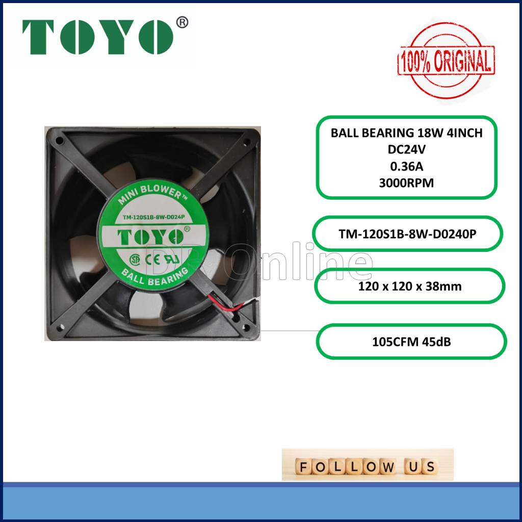 TOYO COOLING BLOWER FAN 240VAC / 24DC ~4'' / 6" BALL BEARING | Shopee ...