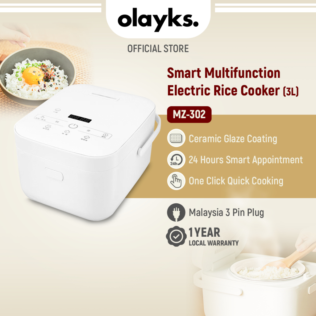 Olayks Smart Multifunction Electric Rice Cooker (3L) MZ-302 智能电饭锅 电饭煲 1Year Warranty | Shopee ...