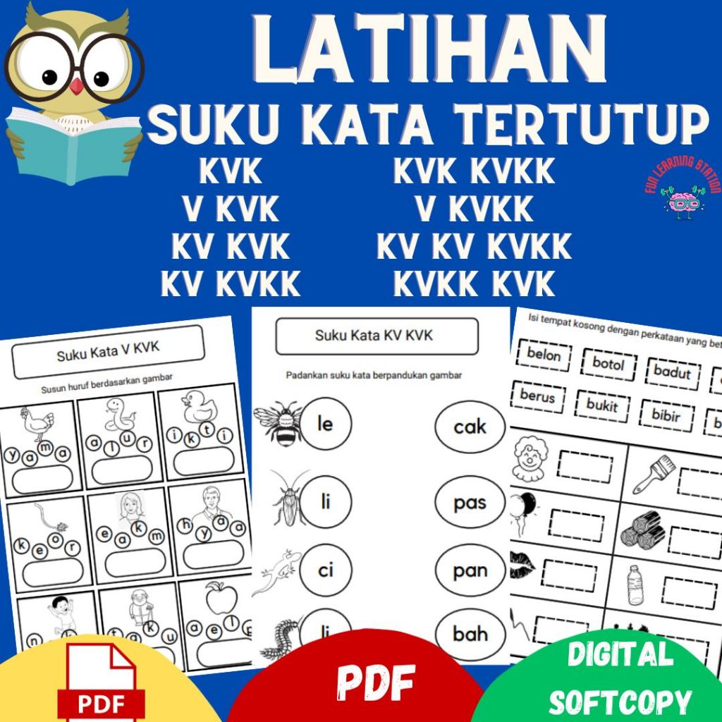 512 (PDF) Latihan Suku Kata Tertutup I Latihan Bahasa Melayu Pra Tahun 1 | Shopee Malaysia