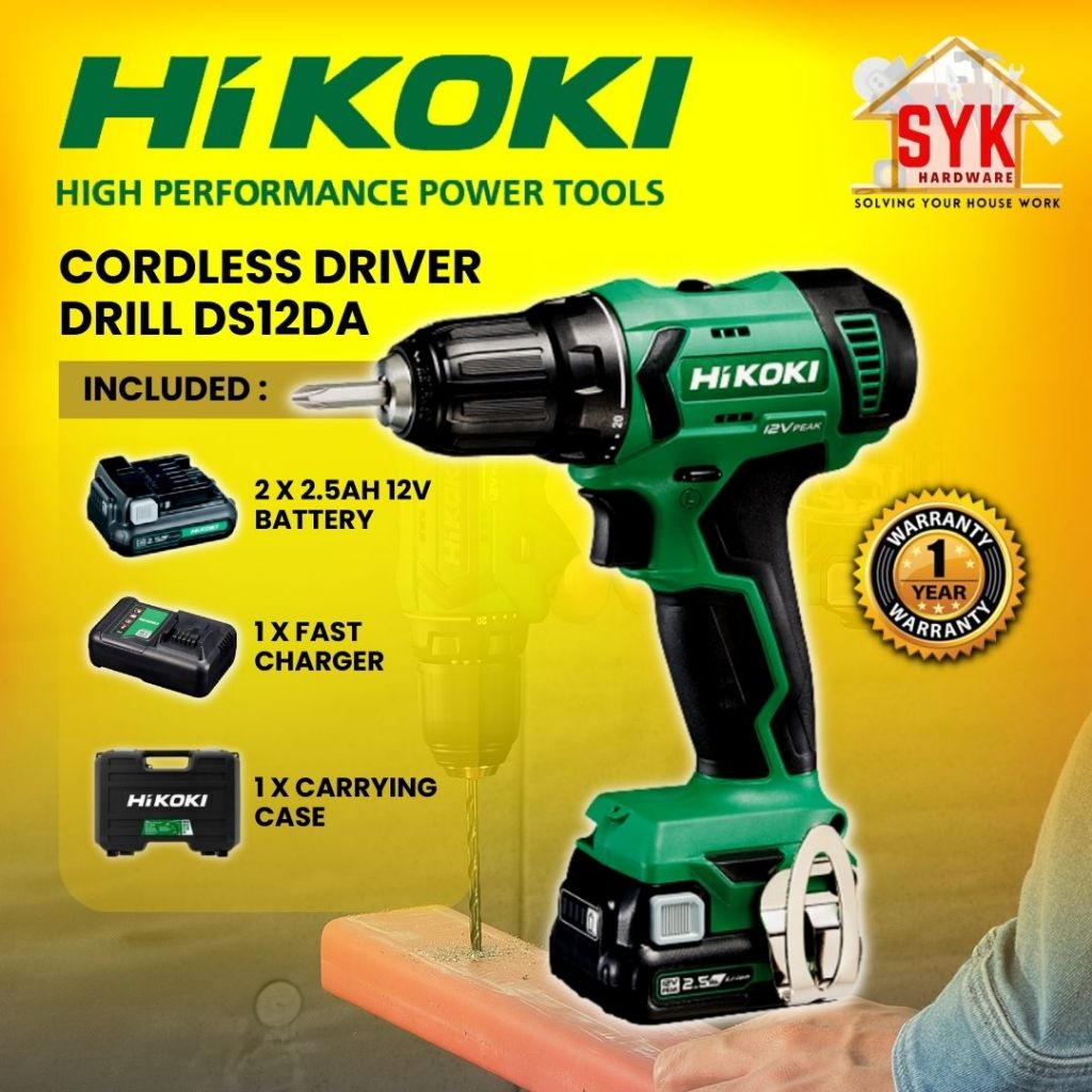 SYK Hitachi Hikoki DS12DA 12V Cordless Driver Drill Screw Driver Mesin Gerudi Skru Bateri ...